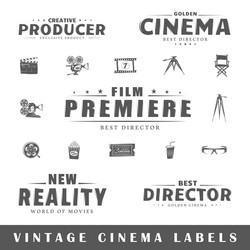 Set of vintage cinema labels Royalty Free Vector Image