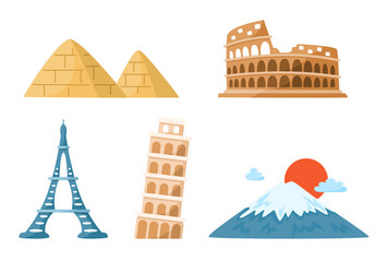 Cartoon travel or vacation collection Royalty Free Vector