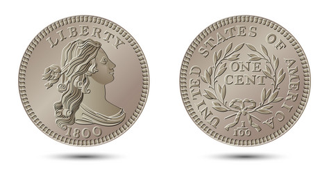 American money one cent coin 1840-1857 Royalty Free Vector