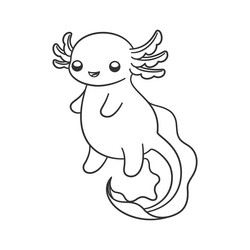 Happy axolotl outline line art cartoon cute Vector Image