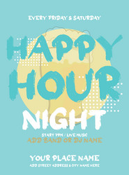 Happy hour night flyer poster design Royalty Free Vector