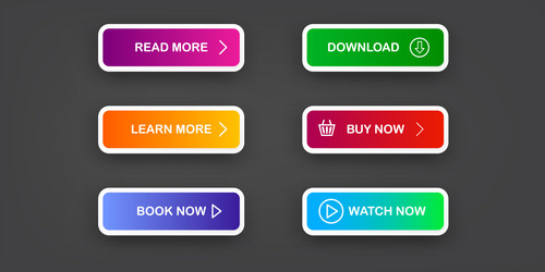 Modern material style buttons set isolated Vector Image