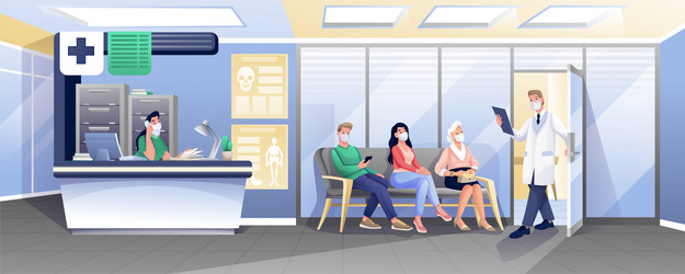 Hospital queue clinic reception waiting room Vector Image