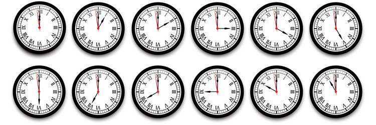 Clock icon set watch time realistic Royalty Free Vector