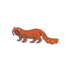 One single line drawing adorable red panda Vector Image