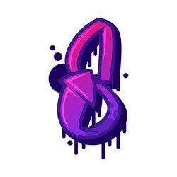 Graffiti zero number and purple bold numeral Vector Image