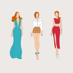 Fashion models representing a new collection Vector Image