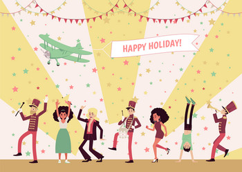 Cartoon kids marching band parade child musicians Vector Image