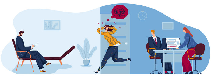 Panic of chase and inner fears concept flat young Vector Image