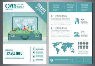 Travel flyer design with famous world landmarks Vector Image
