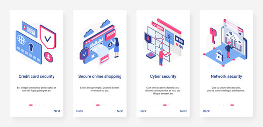 Isometric Data Protection Network Security Ux Ui Vector Image