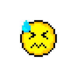 Pixel 8 bit yellow circles with smile collection Vector Image