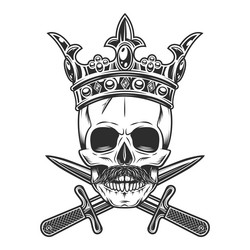 Gangster king royal crown with crossed knife Vector Image