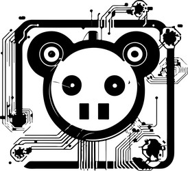 Panda tech template for logo or print cyber Vector Image