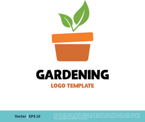 Pot and tree gardening icon logo template design Vector Image