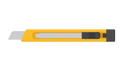 Yellow box cutter isolated on white Royalty Free Vector