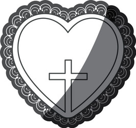 Silhouette heart decorative frame with brown Vector Image