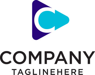 Letter c movie icon music logo design Royalty Free Vector