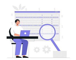 Woman write code concept Royalty Free Vector Image