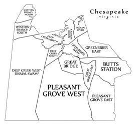 Modern city map - chesapeake virginia Royalty Free Vector