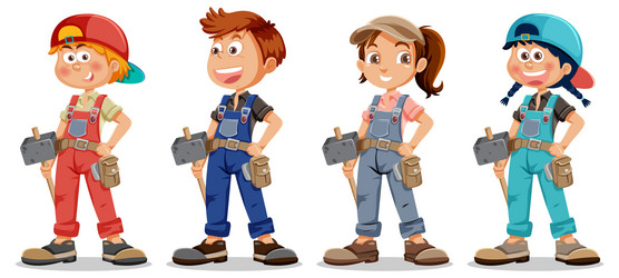 Set of handyman cartoon character Royalty Free Vector Image