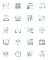 Central hub linear icons set connectivity Vector Image