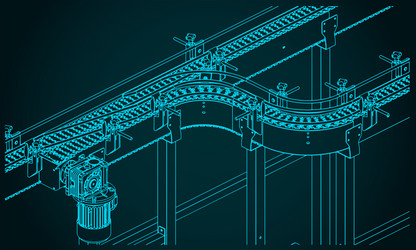 Flex link conveyor drawings Royalty Free Vector Image