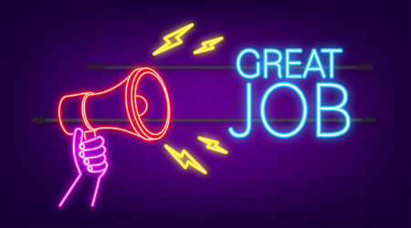 Good work neon text great job neon sign Royalty Free Vector