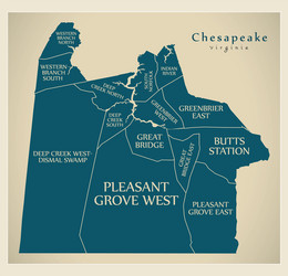 Modern city map - chesapeake virginia Royalty Free Vector