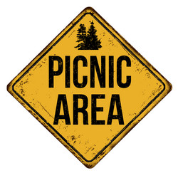 Picnic zone vintage rusty metal sign Royalty Free Vector