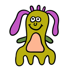 Cartoon doodle linear alien animal Royalty Free Vector Image