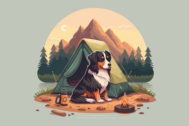 Dog camping Royalty Free Vector Image - VectorStock