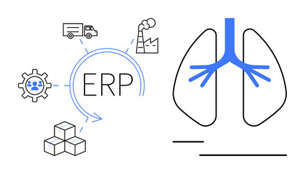 Conceptual diagram of erp system integration Vector Image