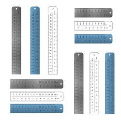 Realistic various metal and plastic rulers Vector Image