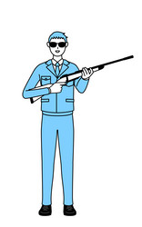 Simple line drawing of a man in work clothes Vector Image