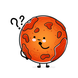 Cute funny happy mars planet with question mark Vector Image