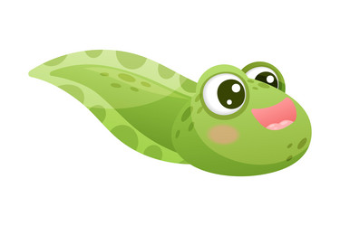Cute green tadpole cartoon character Royalty Free Vector