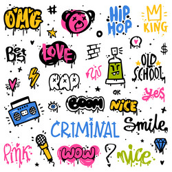 Graffiti elements as street wall painting art Vector Image