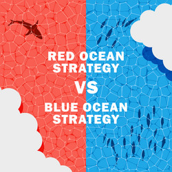 Red ocean and blue ocean strategy concept Vector Image