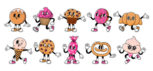 Retro cartoon fast food vintage 60s mascot Vector Image