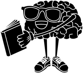 Cute brain reading cartoon Royalty Free Vector Image