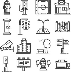 London city street icon set Royalty Free Vector Image