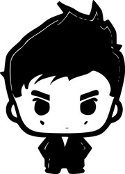 Chibi - black and white isolated icon Royalty Free Vector