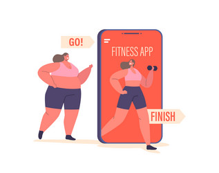Fat woman working out embracing fitness Royalty Free Vector