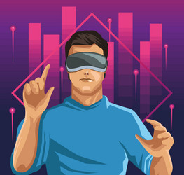 Boy with vr glasses Royalty Free Vector Image - VectorStock