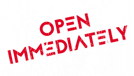 Open immediately rubber stamp Royalty Free Vector Image