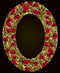 Round shape floral frame made leaves vintage Vector Image