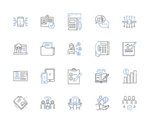 Business school outline icons collection Vector Image