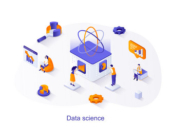 Big data analytics concept 3d isometric web scene Vector Image