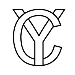 Logo sign yc cy icon two interlaced letters y Vector Image